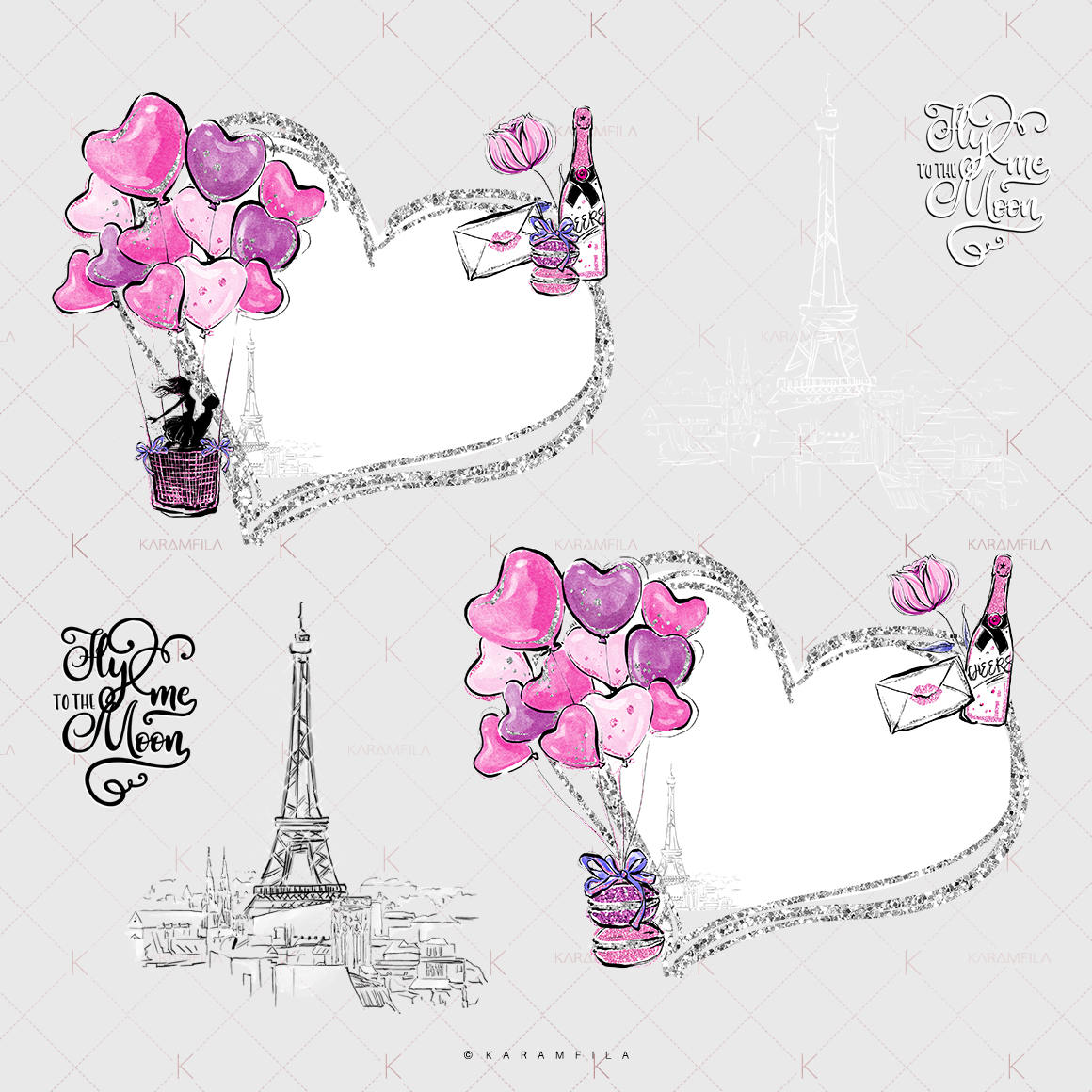 Valentine Clipart Paris Valentines Day Planner Stickers Air | Etsy