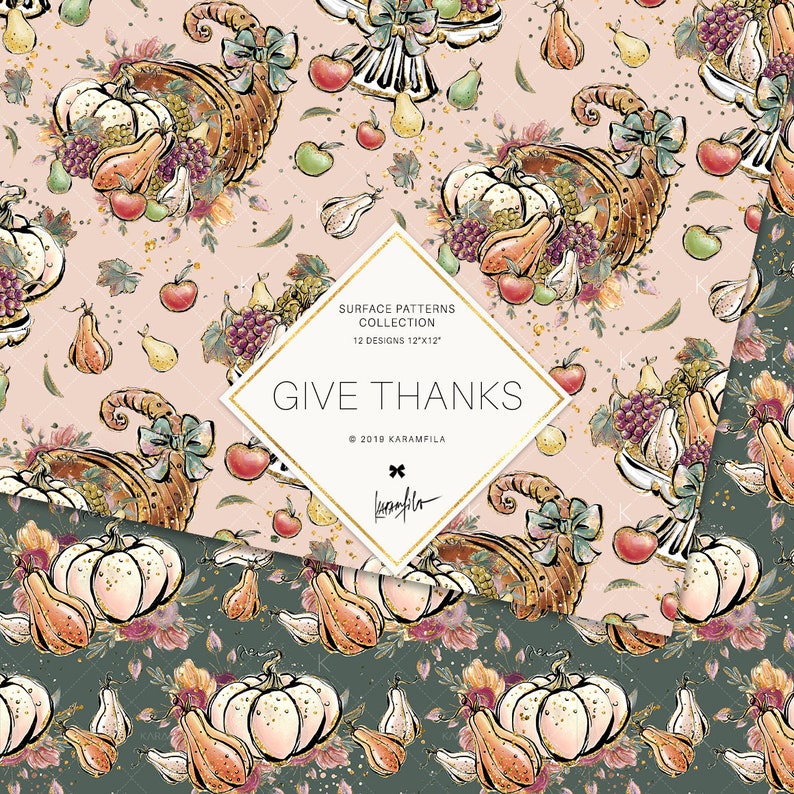 Thanksgiving Digital Paper Fall Digital Paper Autumn | Etsy