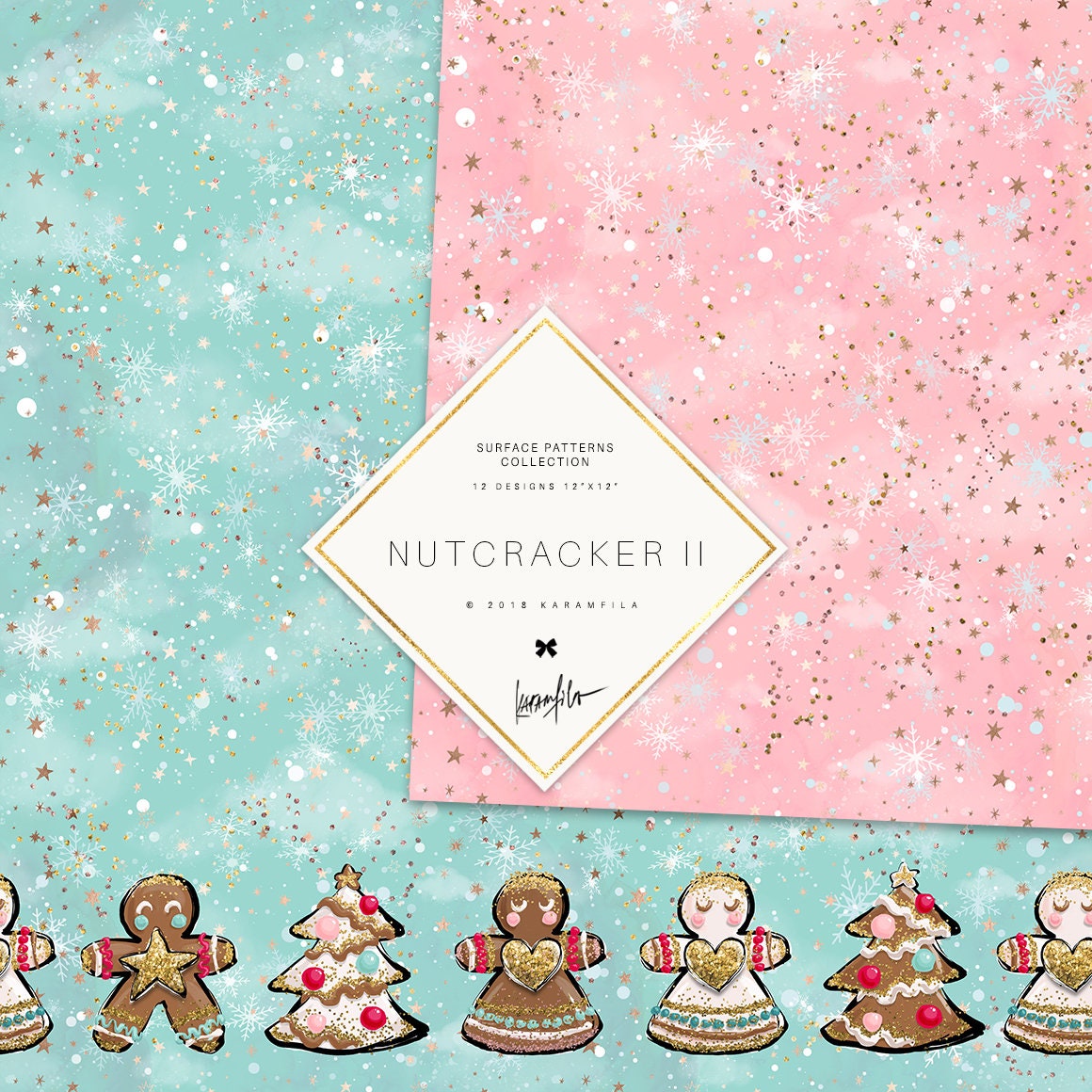 Nutcracker Patterns Christmas Digital Paper Ballerina Fabric | Etsy