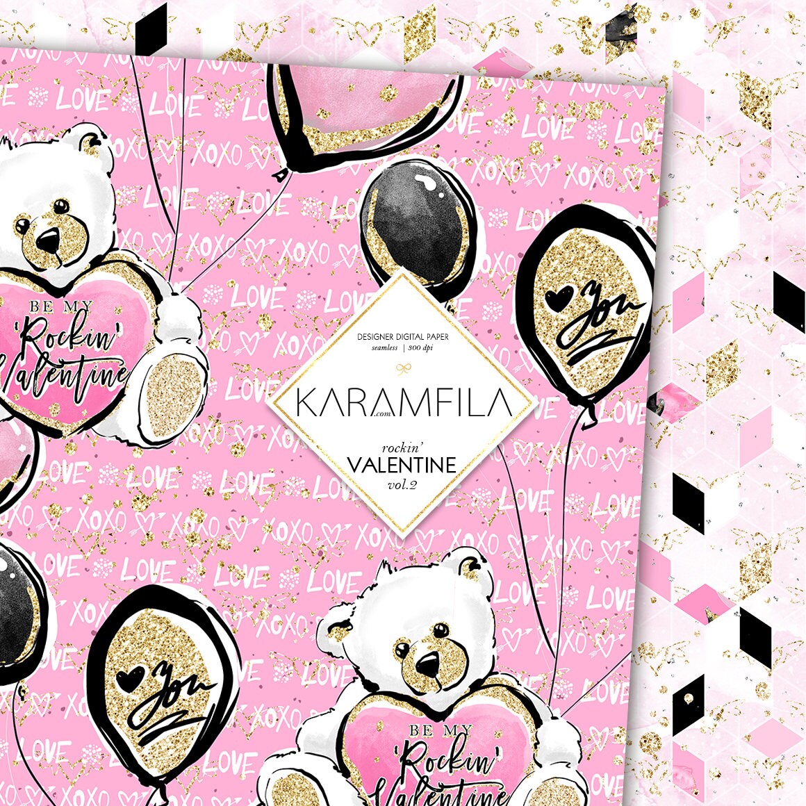 Pink Valentines Day Digital Paper Single Valentines Scrapbook | Etsy