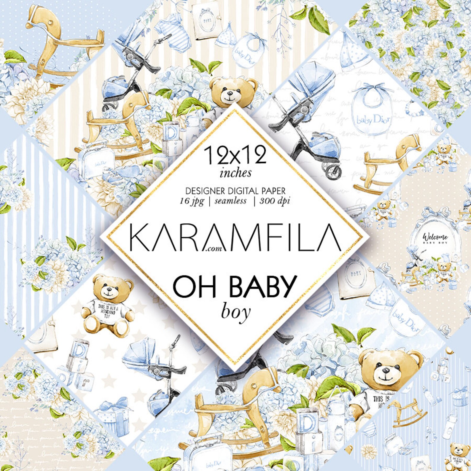 Baby Boy Digital Paper Baby Scrapbook Paper Baby Seamless | Etsy