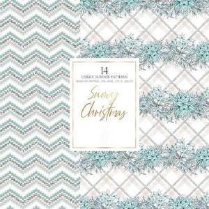 Blue Christmas Digital Paper, Silver Christmas Scrapbook Paper, Xmas ...