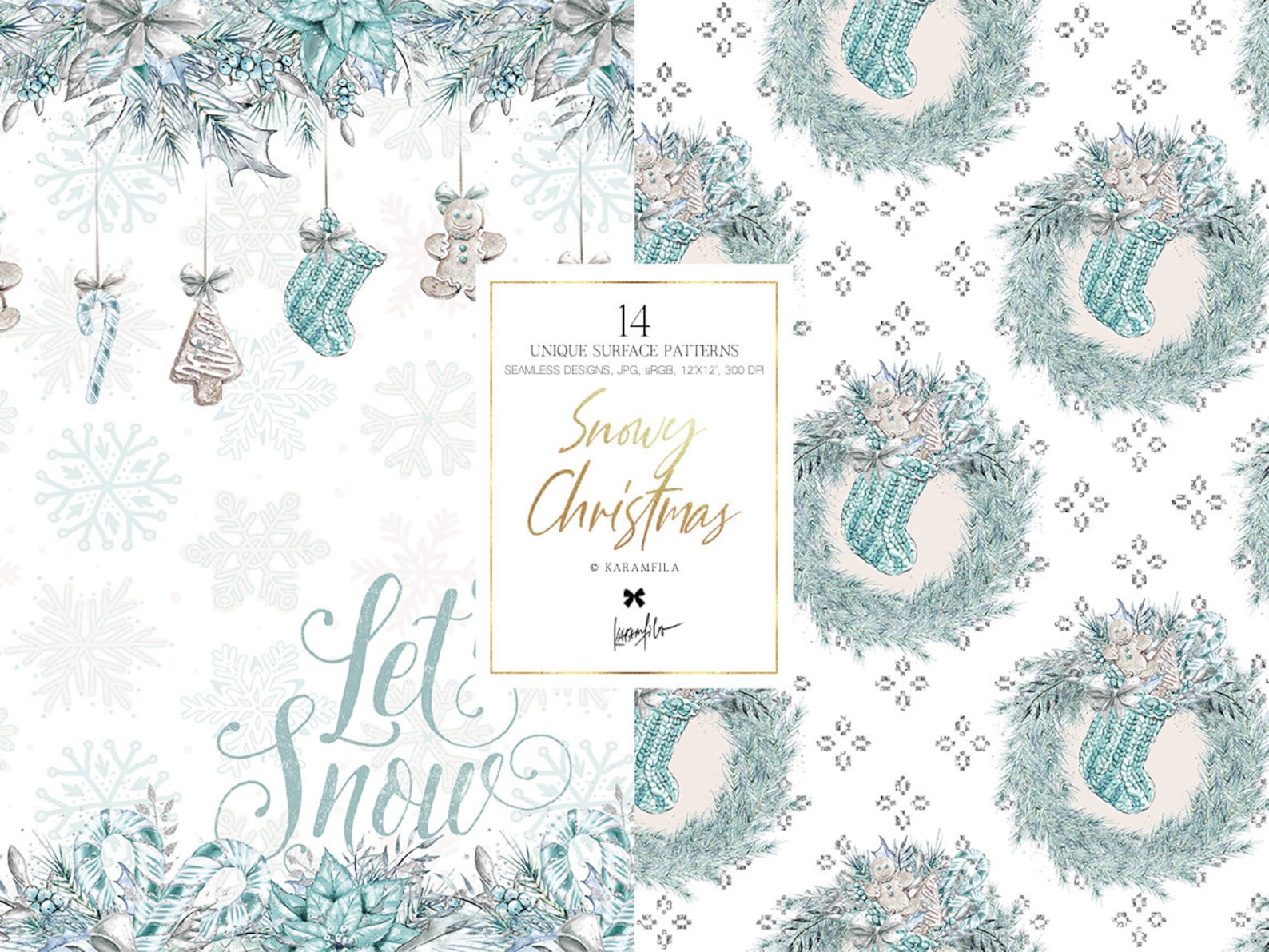 Blue Christmas Digital Paper Silver Christmas Scrapbook | Etsy