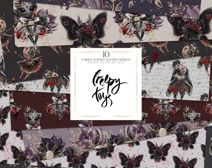 Halloween Creepy Digital Paper Voodoo Doll Animal Toys Spooky ...