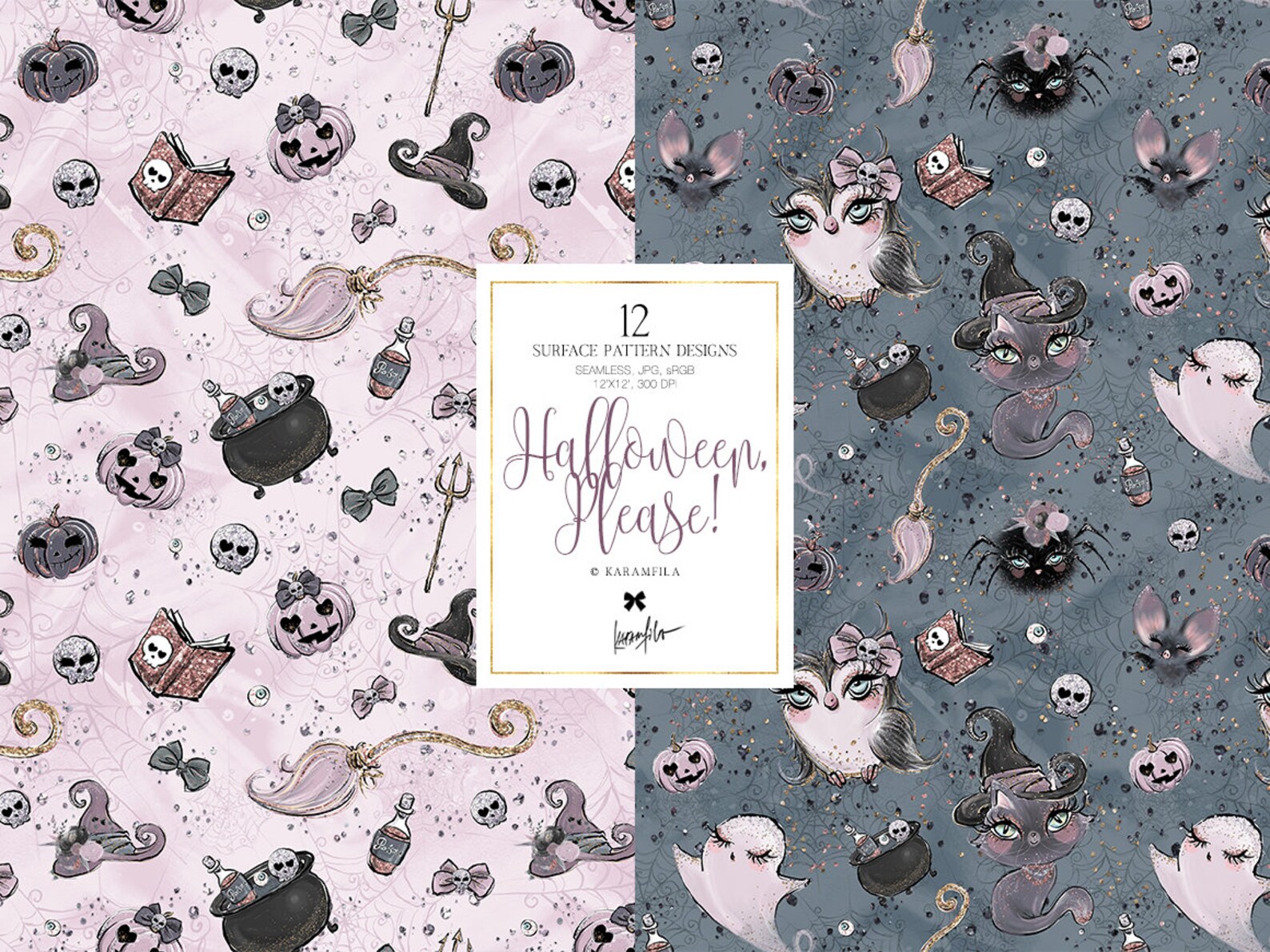 Halloween Digital Paper Halloween Characters Patterns - Etsy