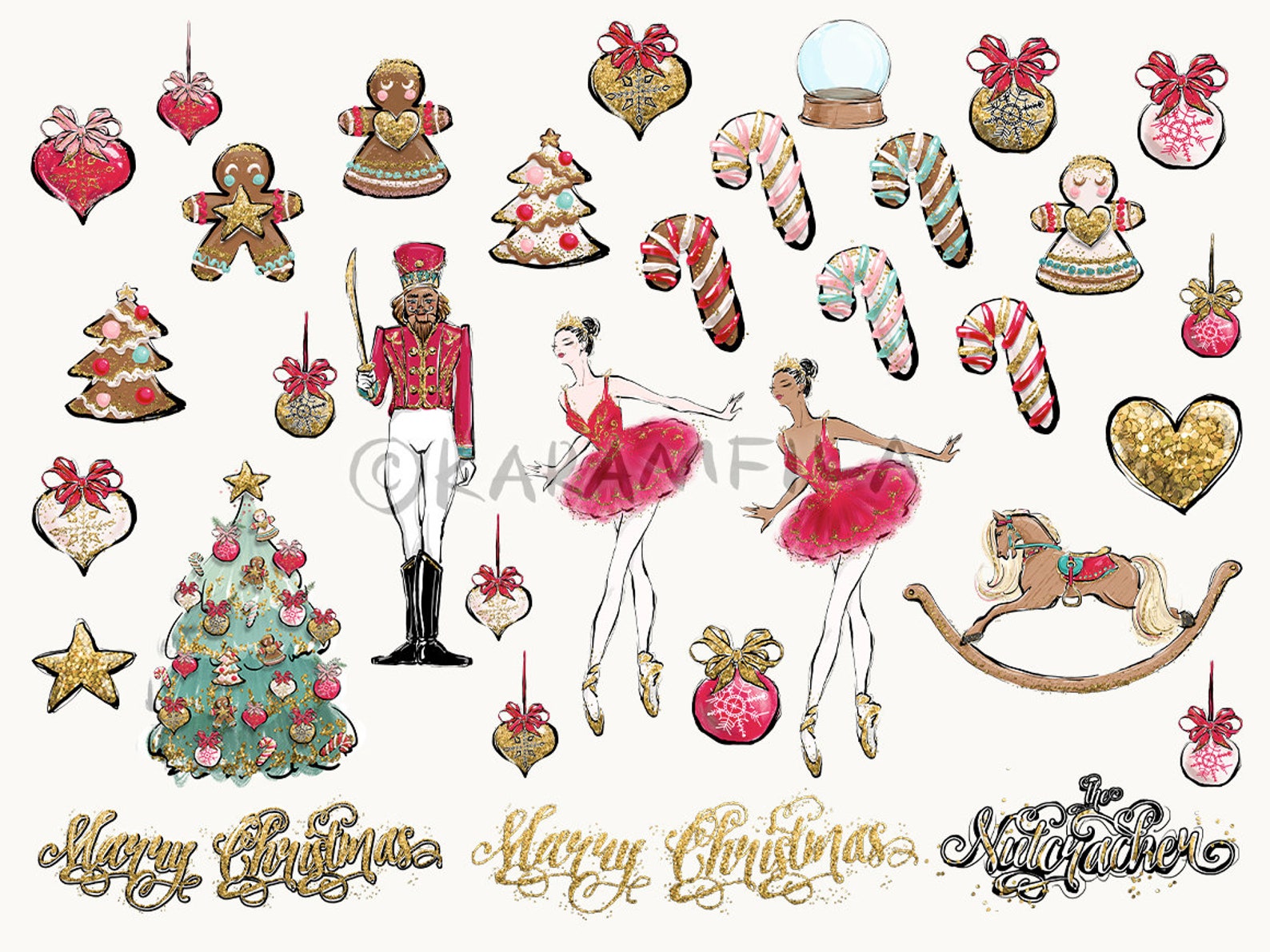 Nutcracker Clipart Christmas Clip Art Ballerina Clipart. - Etsy