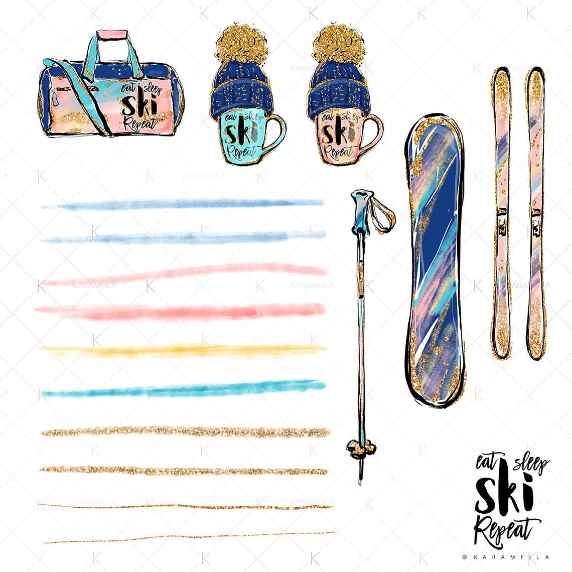 Snowboard Clipart Ski Clipart Winter Sports Clipart Ski | Etsy