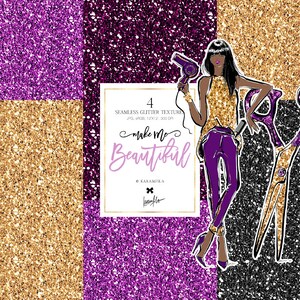 Eggplant Purple Glitter Digital Paper, Gold Glittering Textures Pack ...
