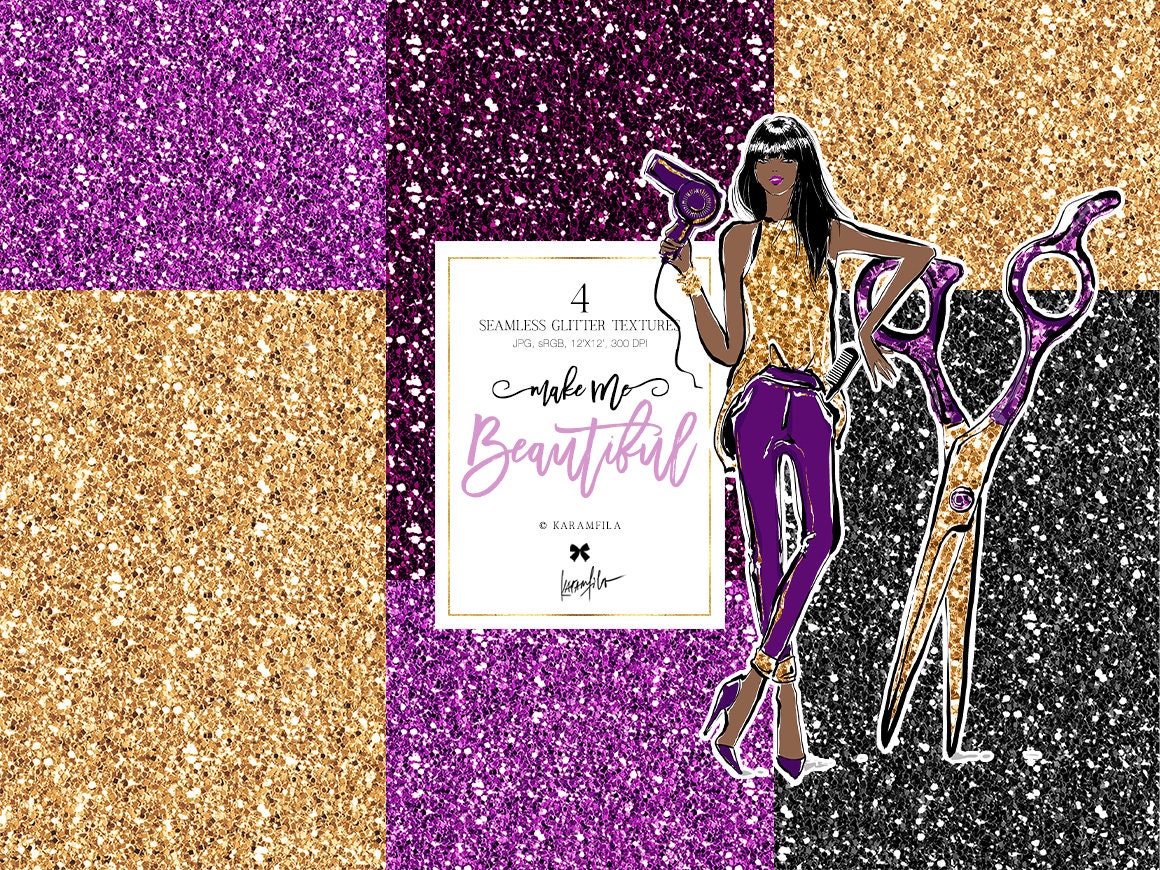 Eggplant Purple Glitter Digital Paper Gold Glittering - Etsy