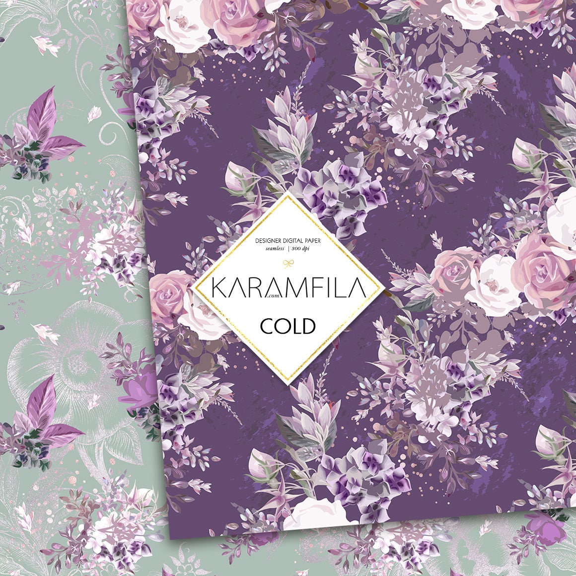 Purple Roses Paper Pastel Flowers Patterns Navy Violet Rose - Etsy