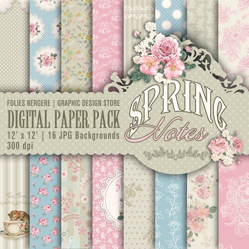 Tea Time Digital Paper Pack Tea Party Printable Paper Shabby - Etsy