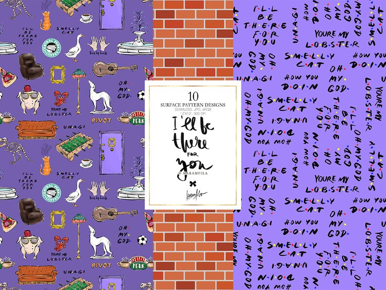 Friends Digital Paper 90's TV Show Patterns - Etsy