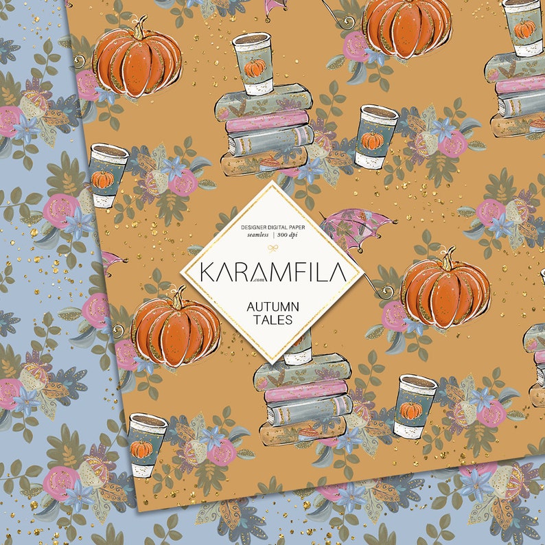 Fall Digital Paper Autumn Leaves Patterns Forest Animals | Etsy