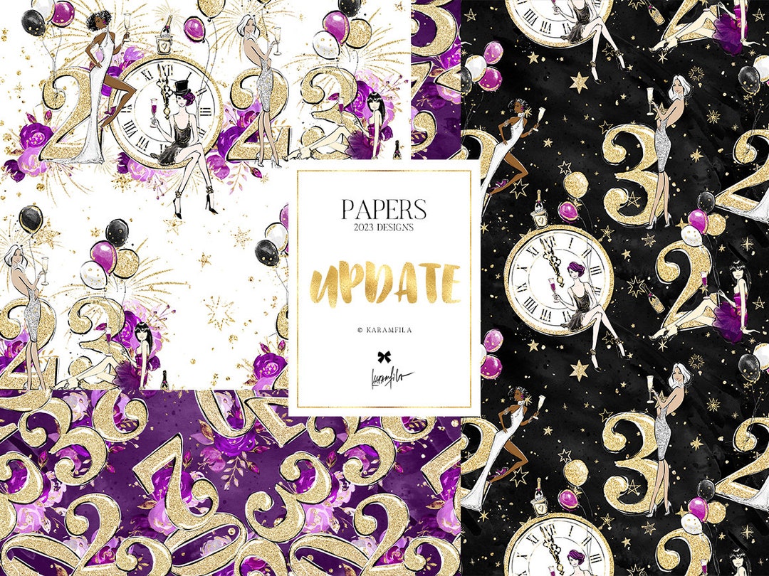 Karamfila's New Years Eve Digital Paper 2023 UPDATE Party - Etsy