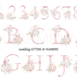Wedding Clipart Rose Gold Wedding Alphabet Clipart Gold Foil | Etsy