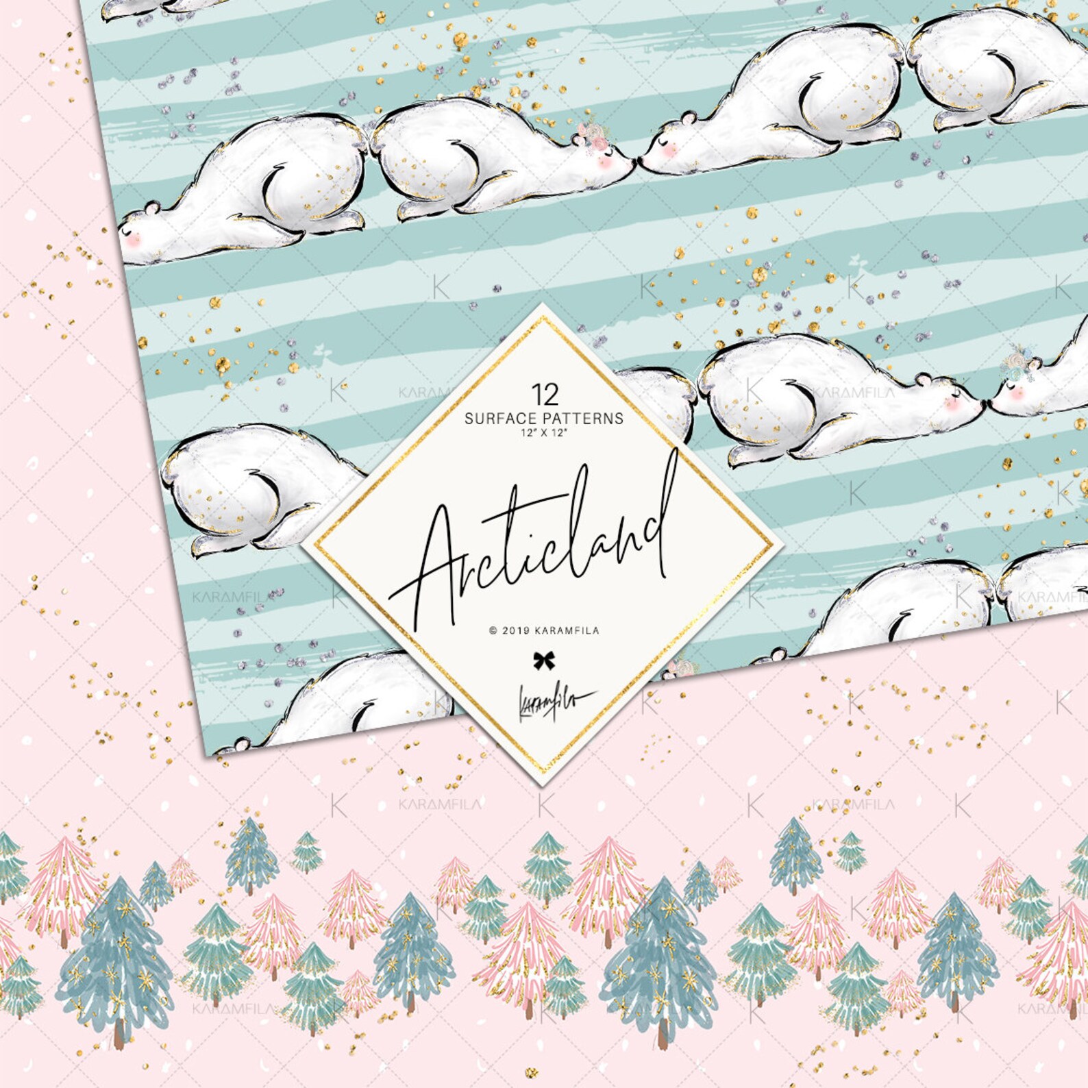Arctic Animals Digital Paper Scandinavian Winter Patterns | Etsy