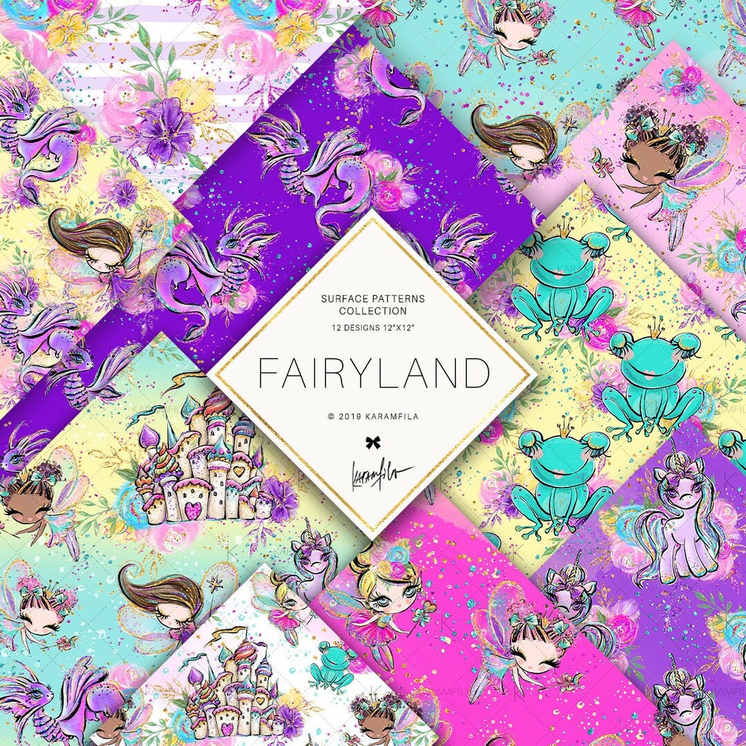 Fairy Digital Paper Unicorn Dragon Digital Paper Fairy - Etsy