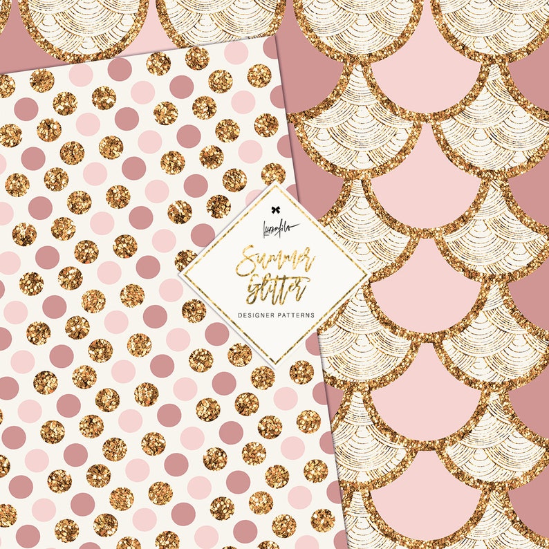 Summer Digital Paper Blush Pink Mint Gold Glitter Fashion - Etsy