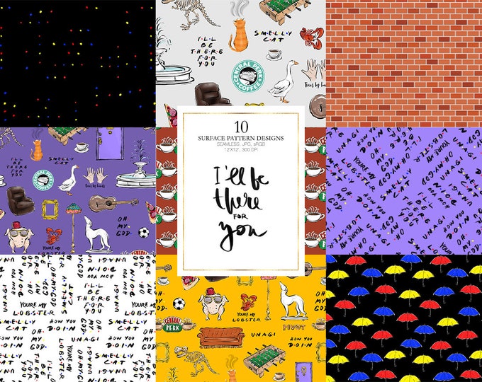 Friends Digital Paper, 90's TV Show Patterns, TV Series Planner ...