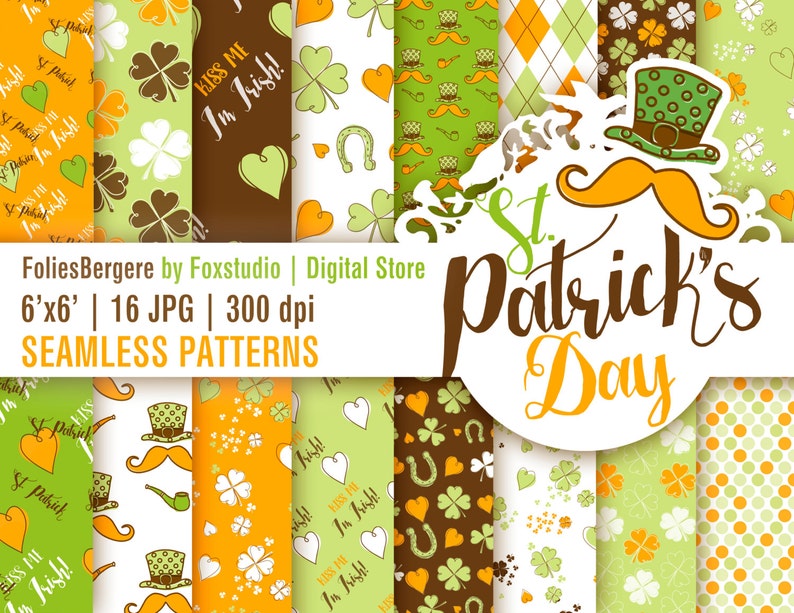 Irish Digital Paper Pack St Patrick's Day Printable | Etsy
