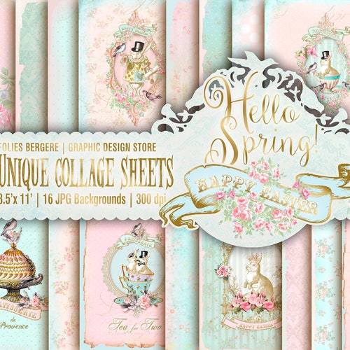 Easter Digital Paper Hello Spring Paper Pack Shabby Chic - Etsy
