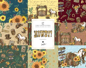 COWBOY Digital Paper / Cowboy Patterns / Cowboy Party - Etsy