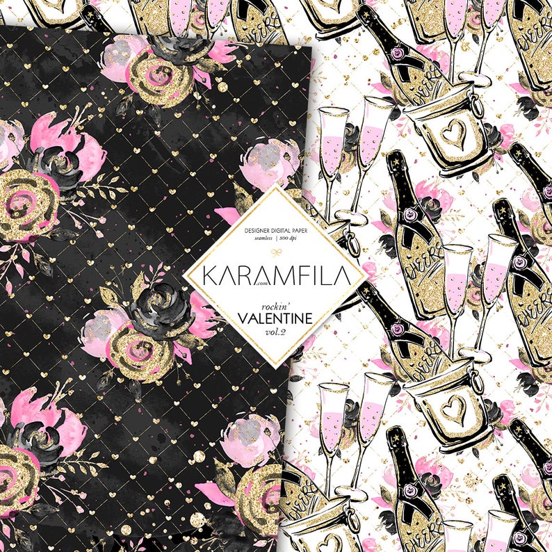 Pink Valentines Day Digital Paper Single Valentines Scrapbook | Etsy