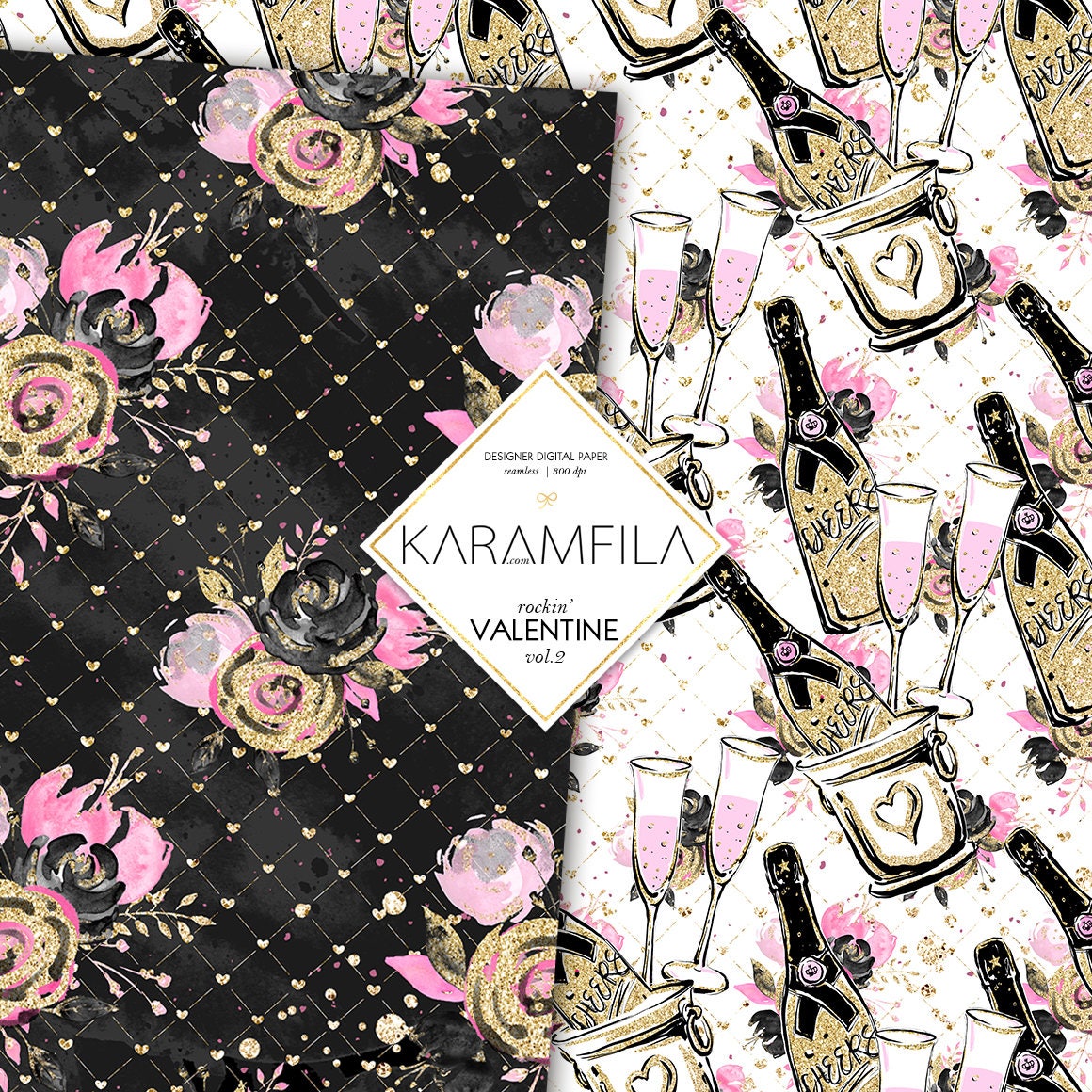 Pink Valentines Day Digital Paper Single Valentines Scrapbook | Etsy