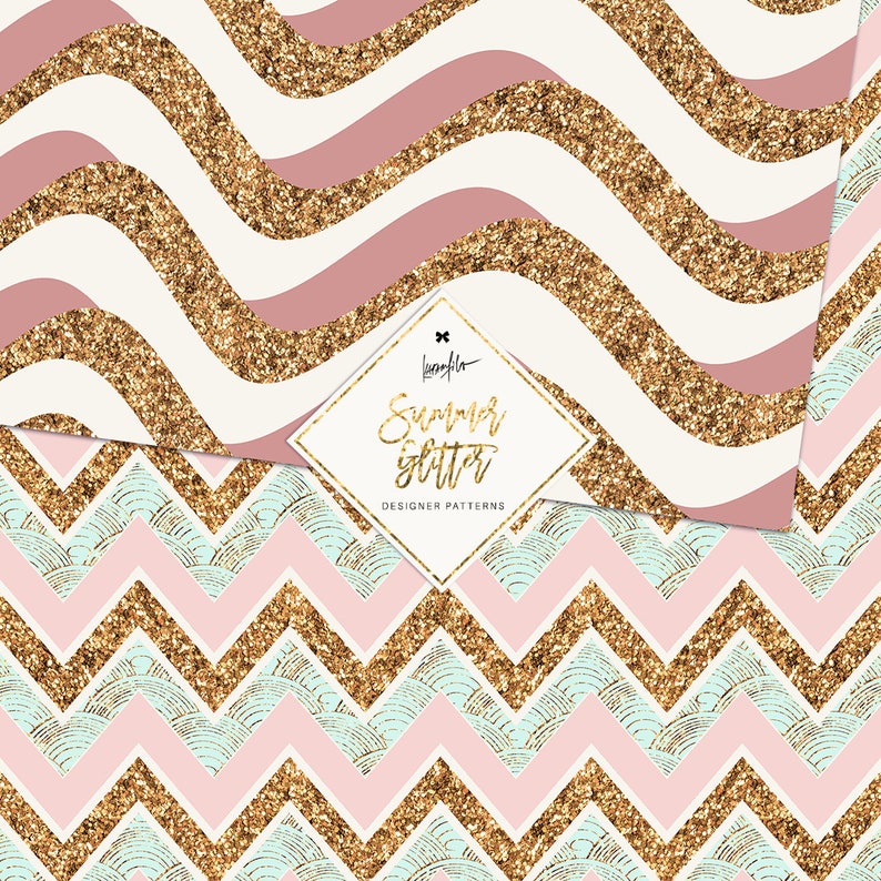 Summer Digital Paper Blush Pink Mint Gold Glitter Fashion - Etsy