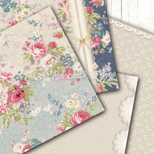 Tea Time Digital Paper Pack Tea Party Printable Paper Shabby Chic Paper ...