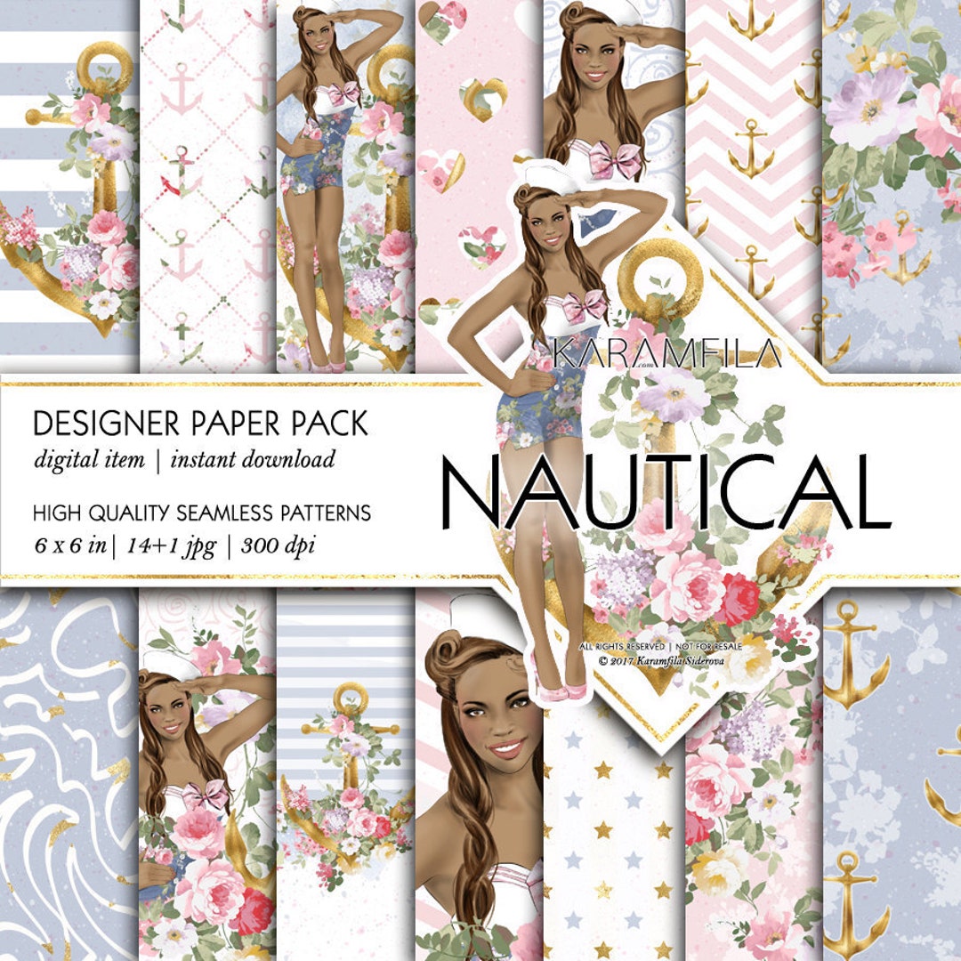 Nautical Paper Pack Sailors Pattern Romantic African-american - Etsy