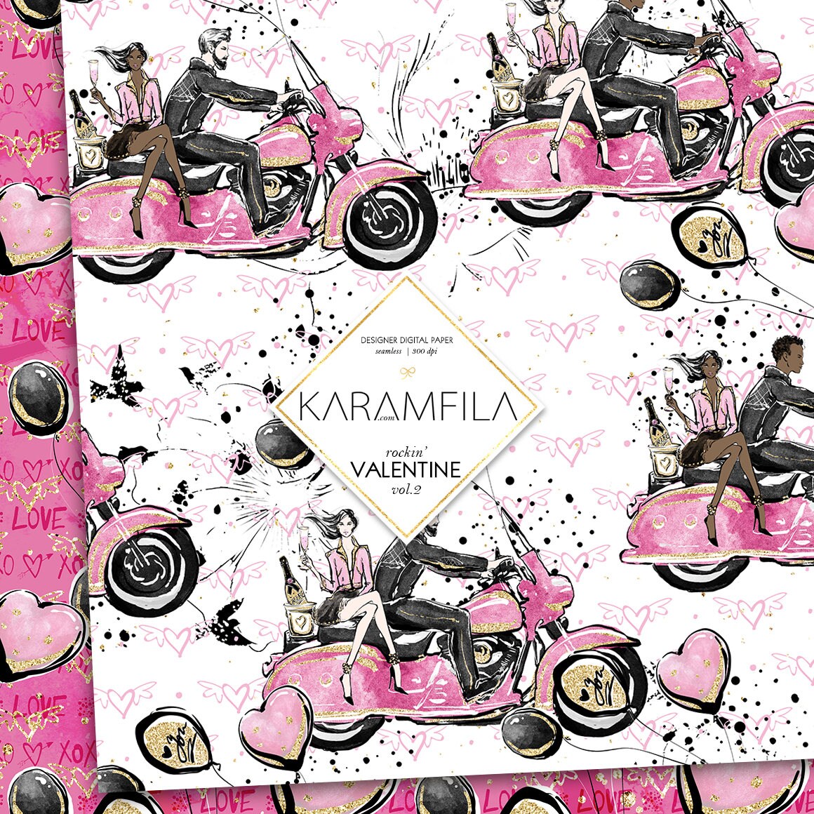 Pink Valentines Day Digital Paper Single Valentines Scrapbook - Etsy