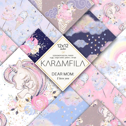 Watercolor Mint Lavender Digital Paper Flowers Seamless | Etsy