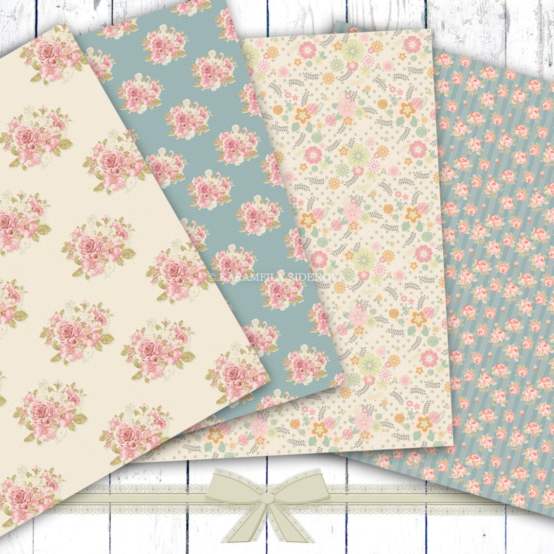 Crafter Digital Paper Tailor Paper Pack Shabby Chic Paper - Etsy