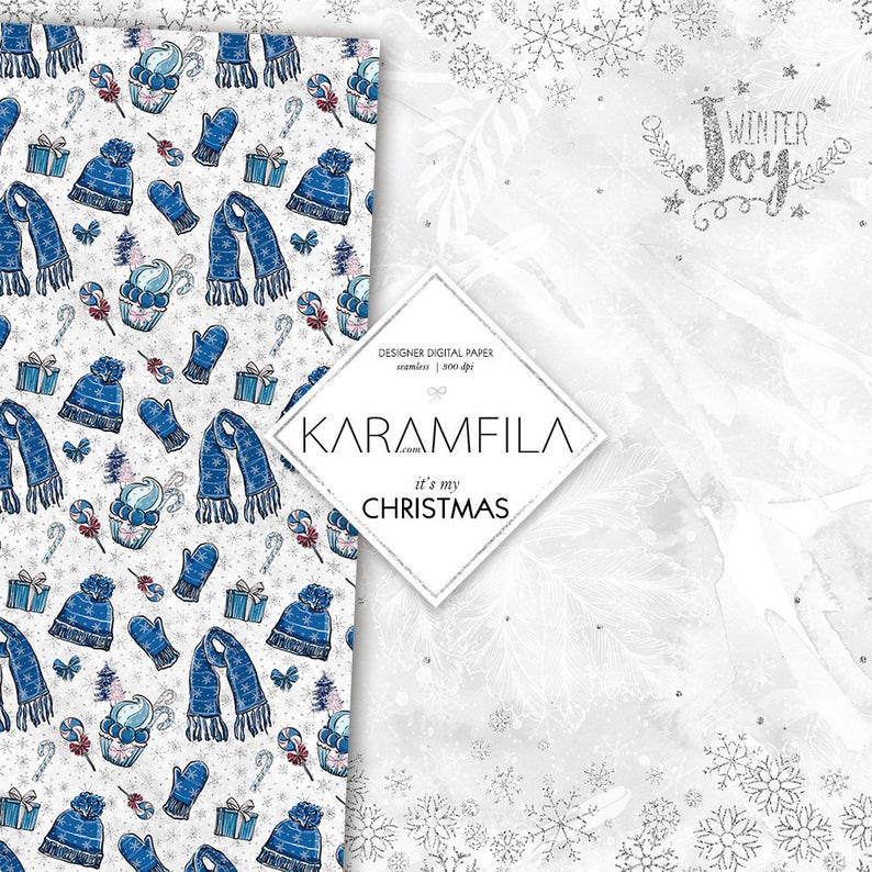 Winter Digital Paper Cute Christmas Paper Casual Christmas - Etsy
