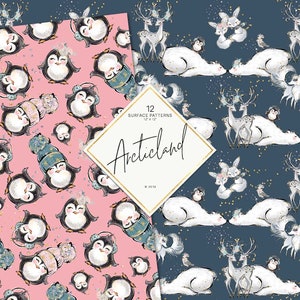 Arctic Animals Digital Paper Scandinavian Winter Patterns - Etsy