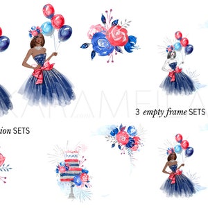 4th of July Clipart Memorial Day Clipart Watercolor Fashion Clipart ...