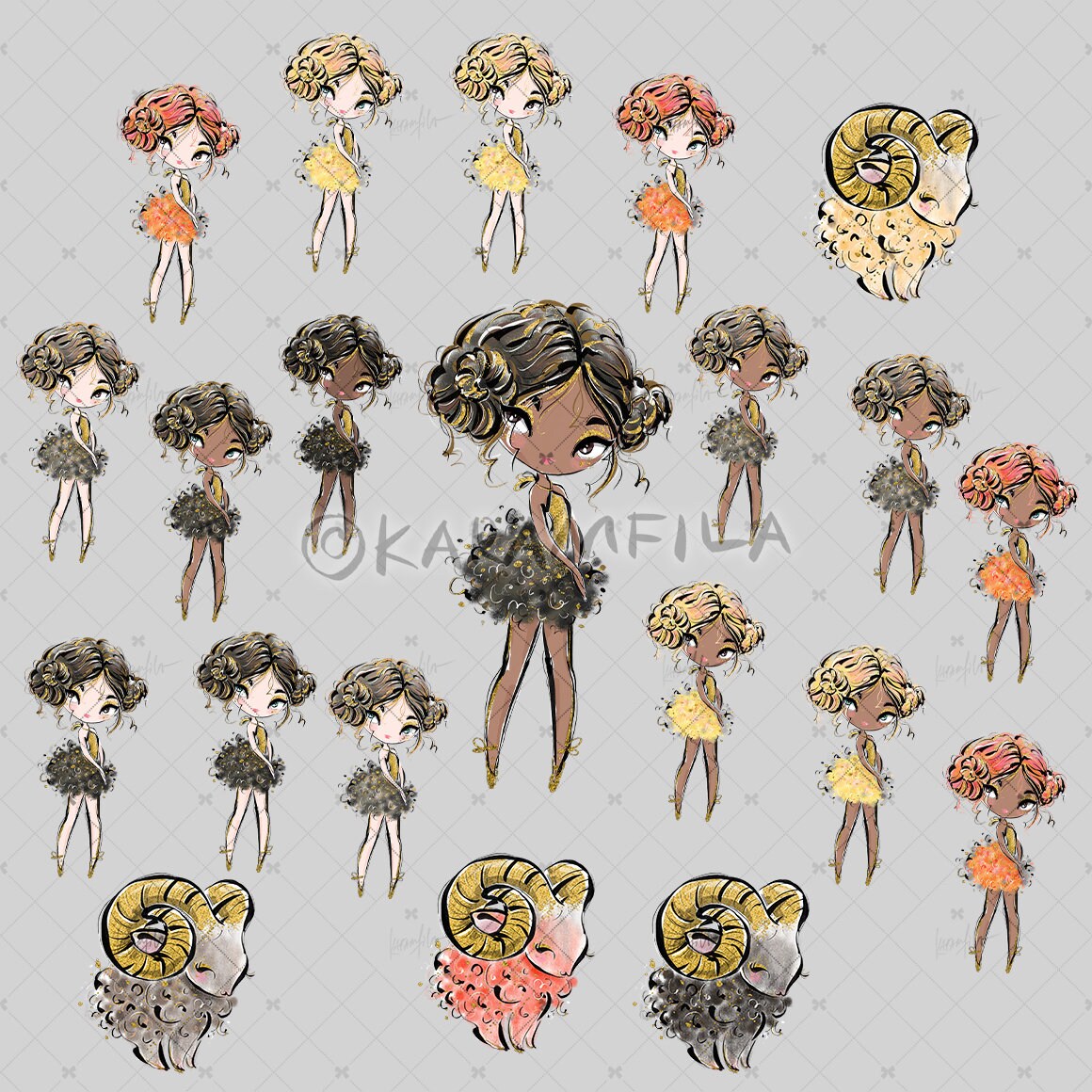 Karamfila's Zodiac Aries Clipart Feminine Zodiac Mermaid - Etsy