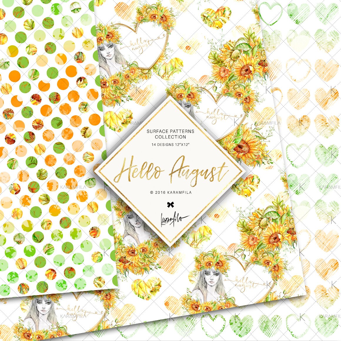 Sunflower Digital Paper Pack Hello August Paper Summer Fashion - Etsy ...