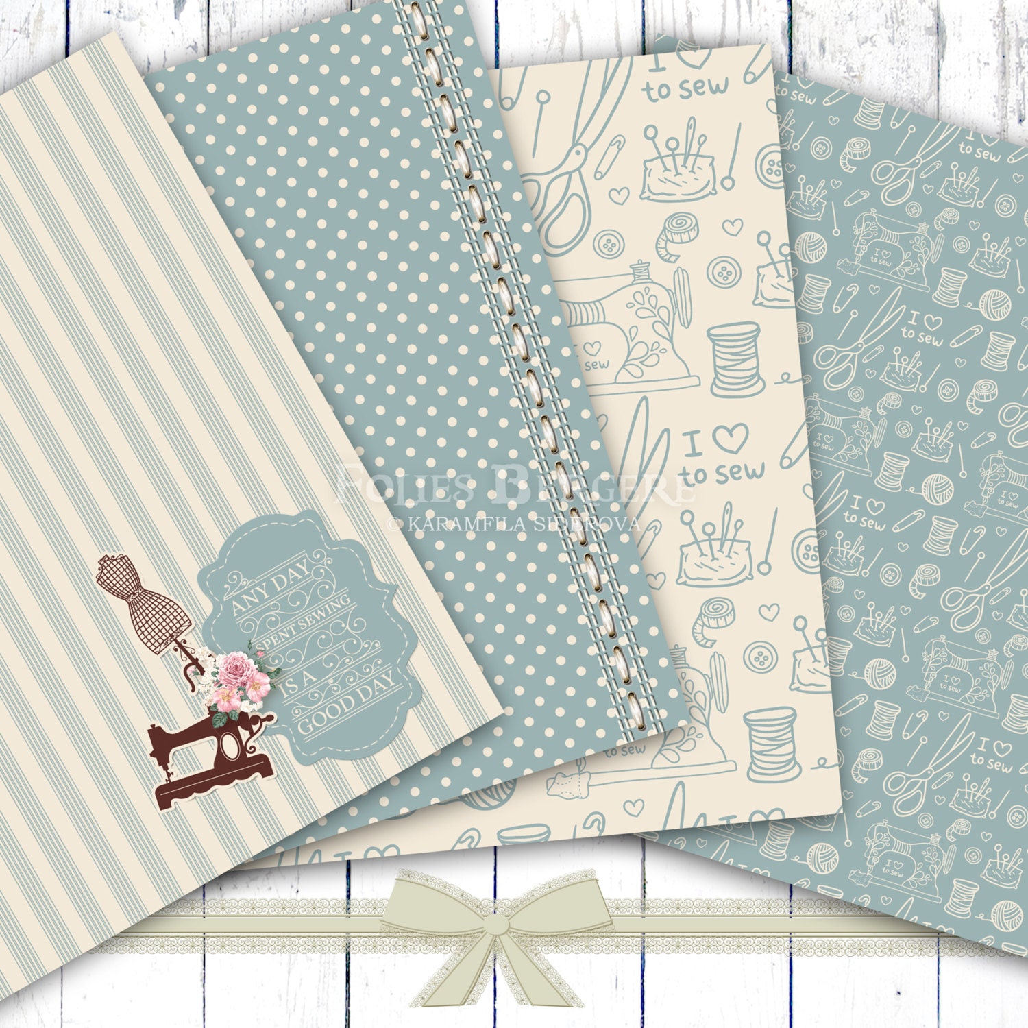 Crafter Digital Paper Tailor Paper Pack Shabby Chic Paper | Etsy