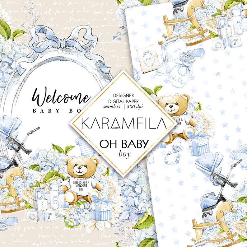 Baby Boy Digital Paper Baby Scrapbook Paper Baby Seamless | Etsy