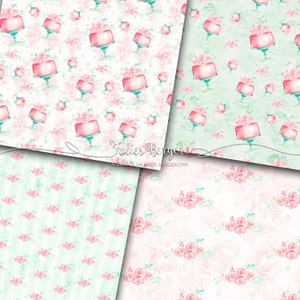 Bakery Digital Paper Pack Watercolor Handpainted Paper Seamless ...