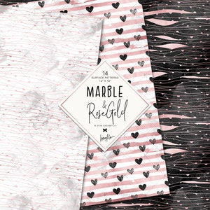 Marble & Rose Gold Foil Paper Pack Watercolor Abstract Patterns ...