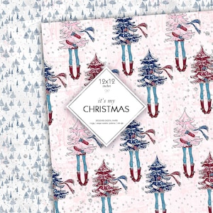 Winter Digital Paper Cute Christmas Paper Casual Christmas - Etsy