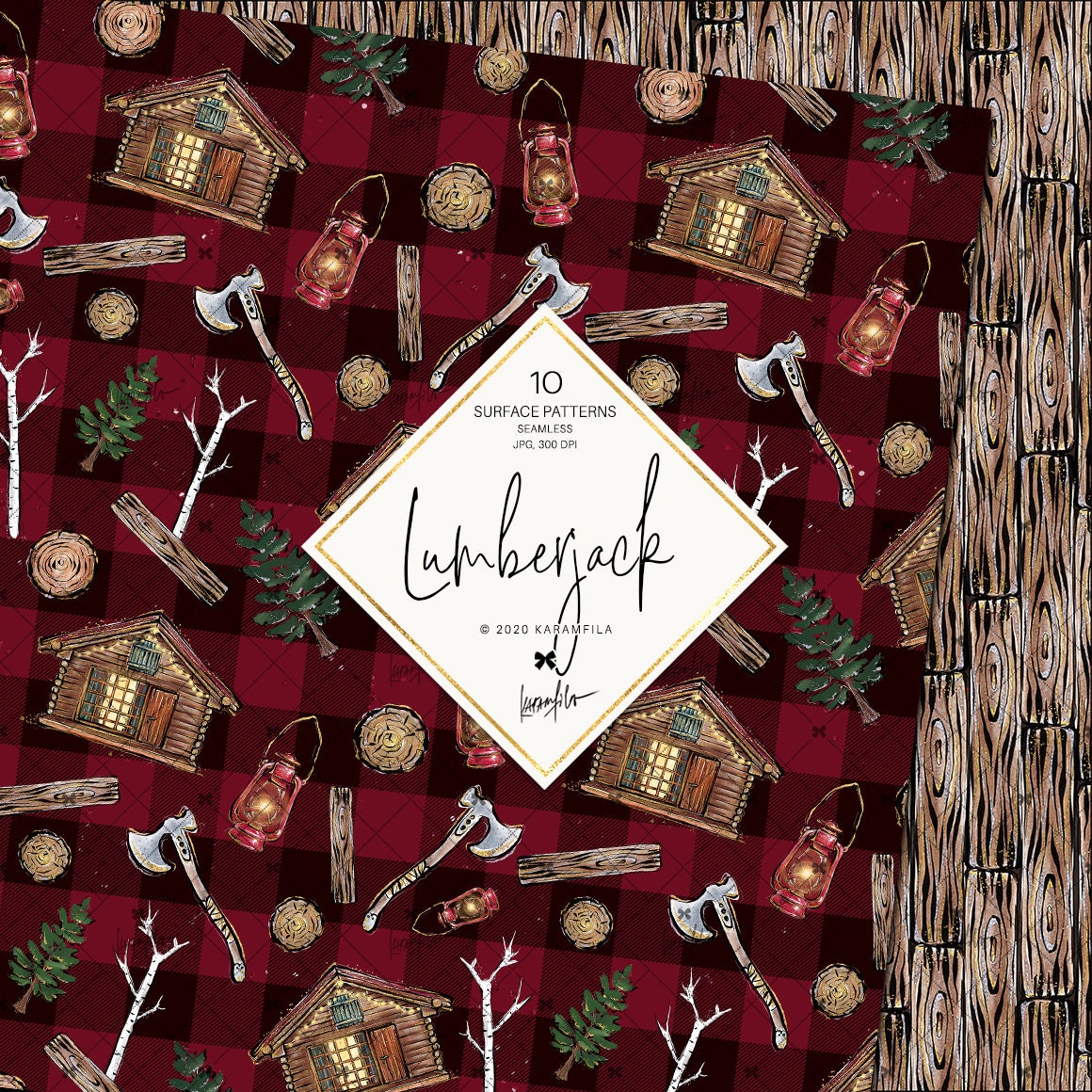 Lumberjack Digital Paper Plaid Patterns Karamfila's - Etsy