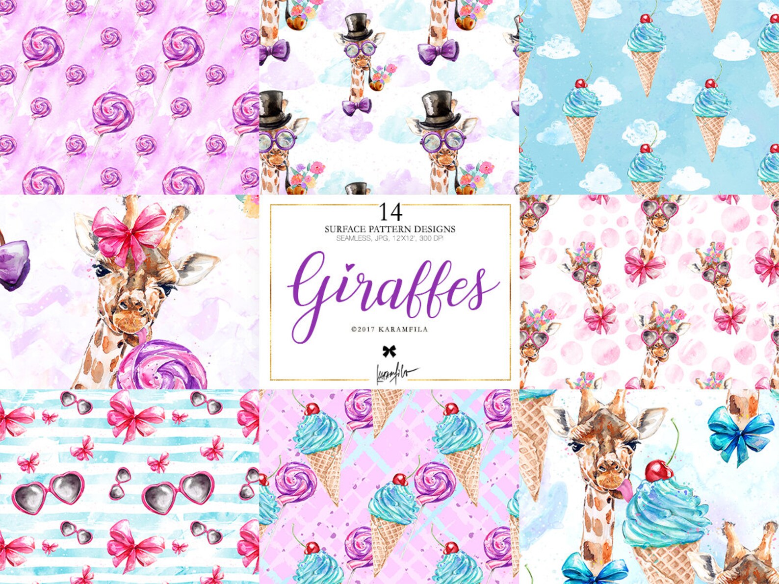 Cute Giraffe Digital Paper Giraffe Planner Stickers | Etsy