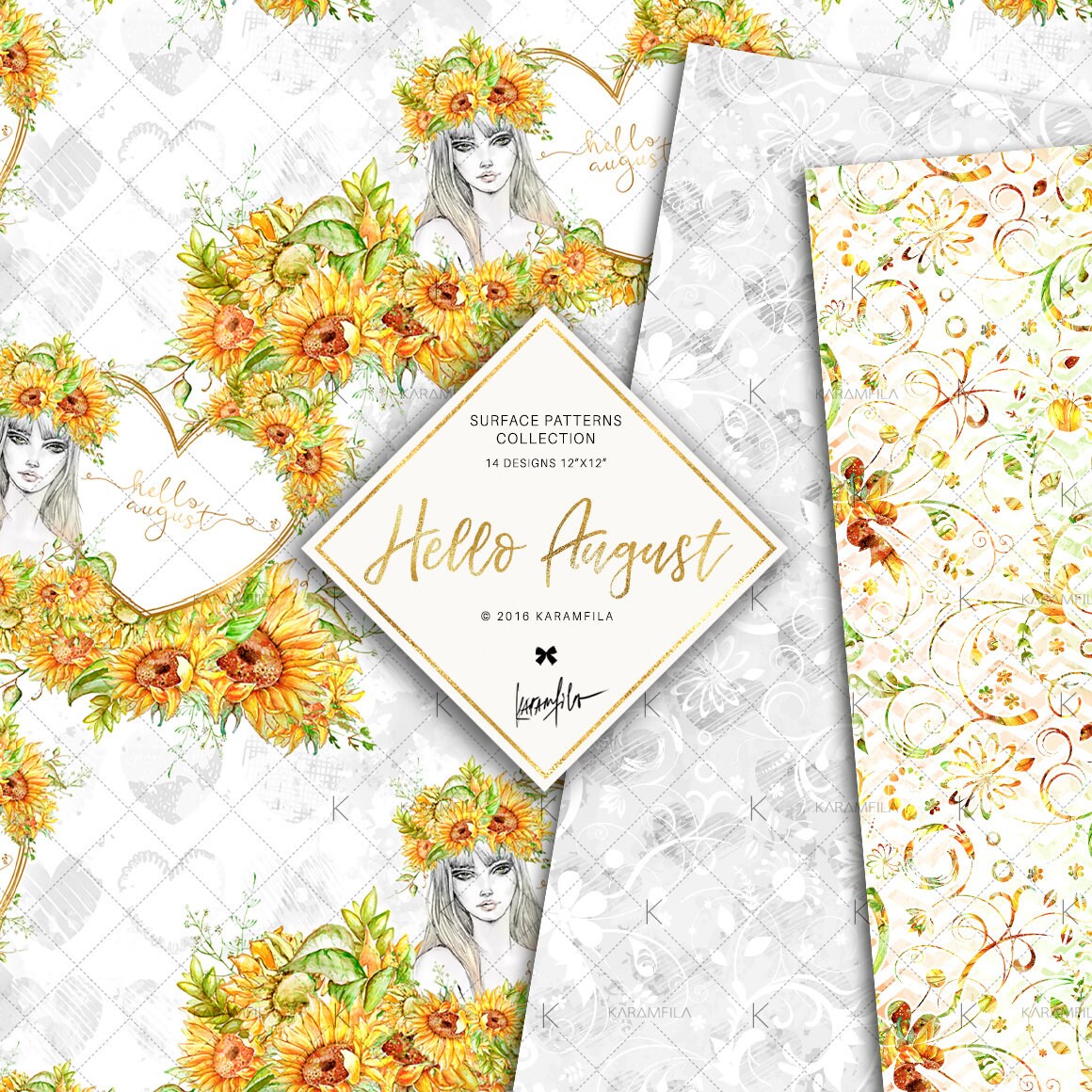 Sunflower Digital Paper Pack Hello August Paper Summer Fashion - Etsy ...