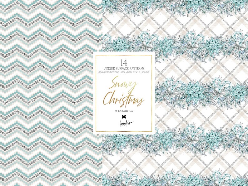Blue Christmas Digital Paper Silver Christmas Scrapbook | Etsy