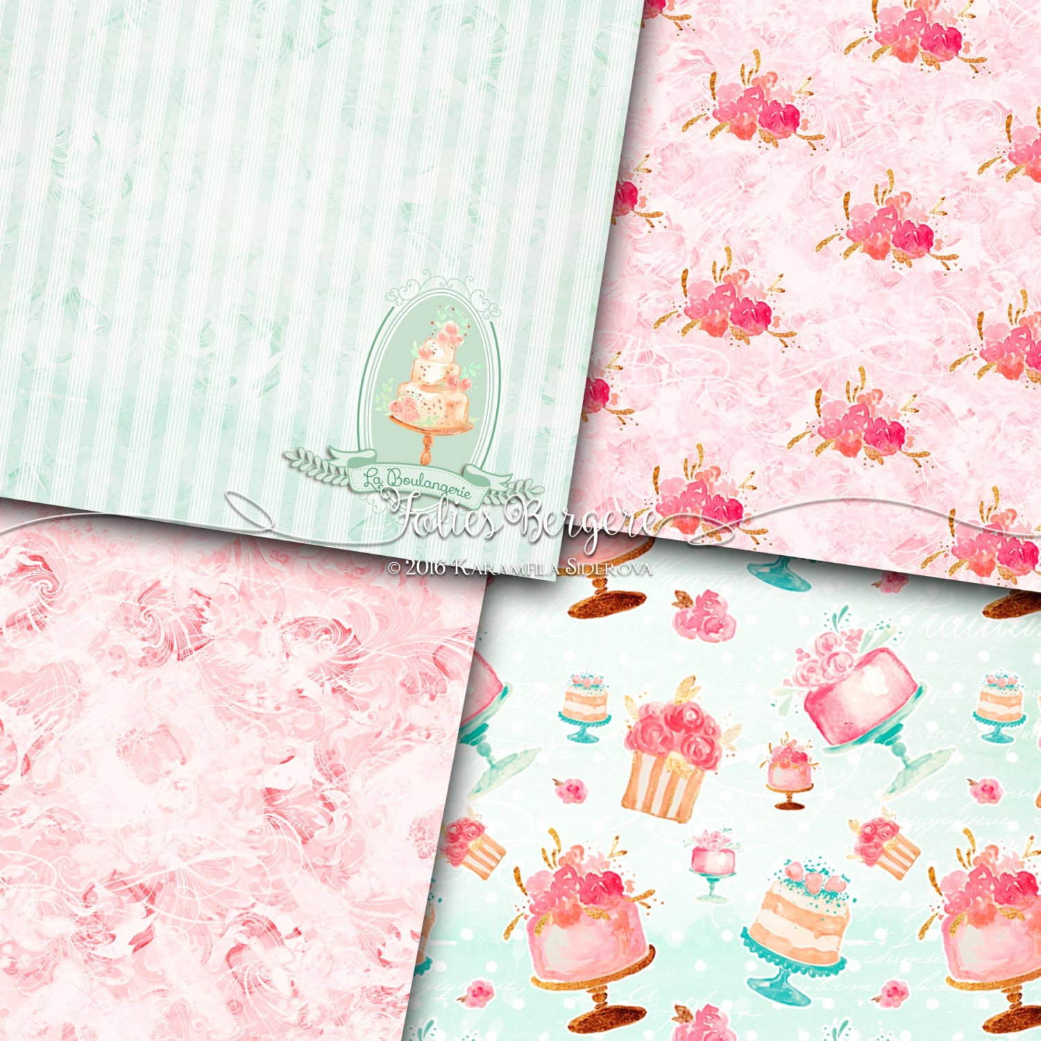 Bakery Digital Paper Pack Watercolor Handpainted Paper | Etsy