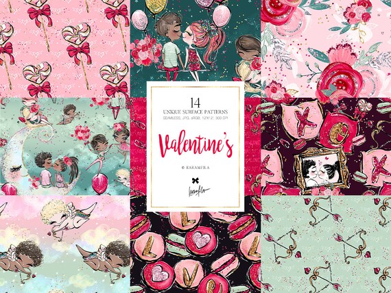 Valentine Digital Paper Valentine's Day Paper Valentine - Etsy